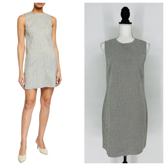 Theory | Dresses | Theory Easy Shift Dress In Wool Crepe Ivory Multi ...